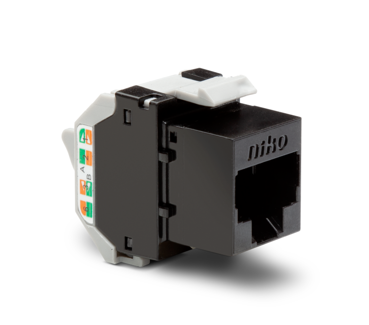 NIKO, Onafgeschermde RJ45-connector UTP Cat. 6, klaar voor PoE++, voor ...