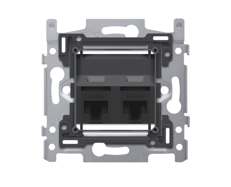 NIKO, stopcontact met 2 RJ45-aansluitingen UTP Cat. 6A, klaar voor ...