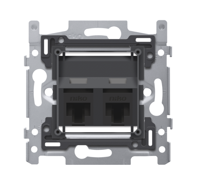 NIKO, stopcontact met 2 RJ45-aansluitingen UTP Cat. 6, klaar voor PoE++ ...