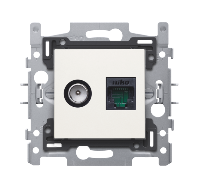 NIKO, stopcontact met combinatie coax met RJ45-aansluiting UTP Cat. 6 ...