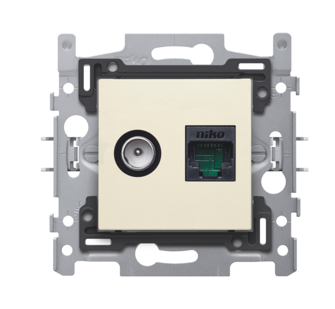 NIKO, stopcontact met combinatie coax met RJ45-aansluiting UTP Cat. 6 ...